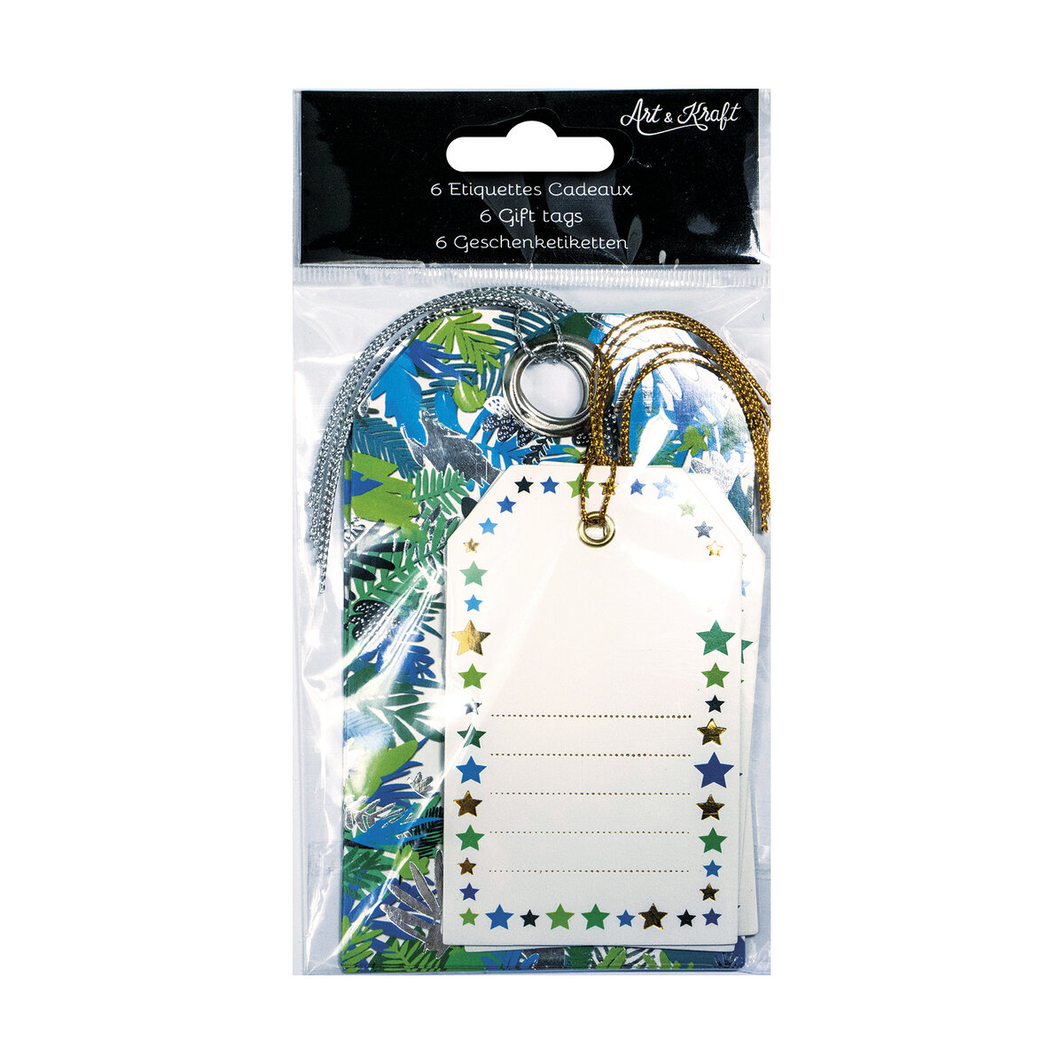 Lot de 2 étiquettes cadeaux "tags" - bleu et or - La Poste