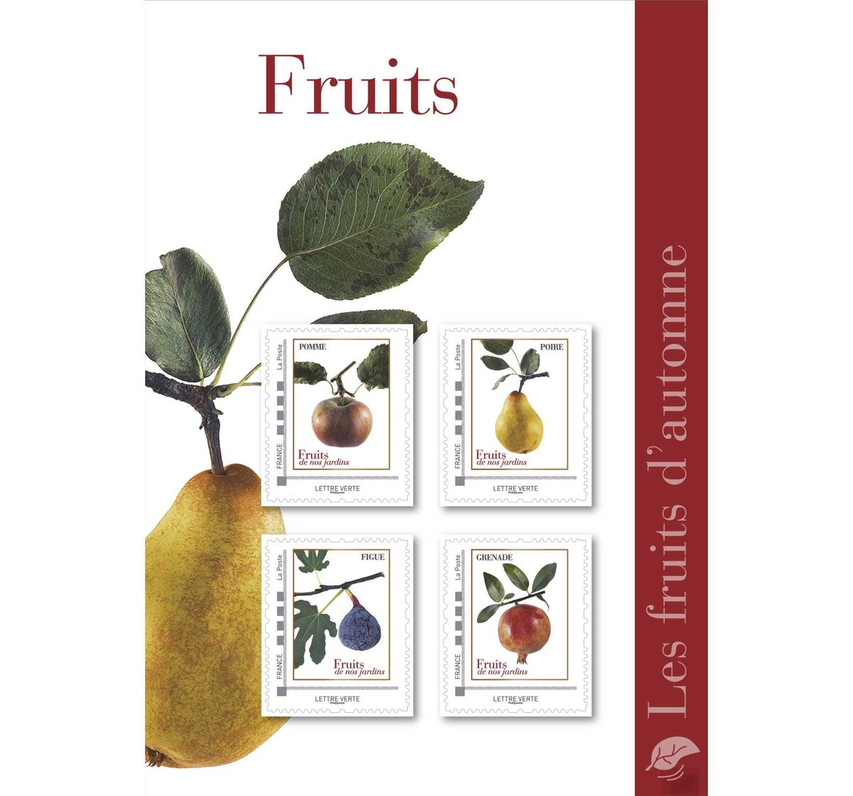 Collector 4 timbres - Les fruits d'automne - Lettre Verte - La Poste