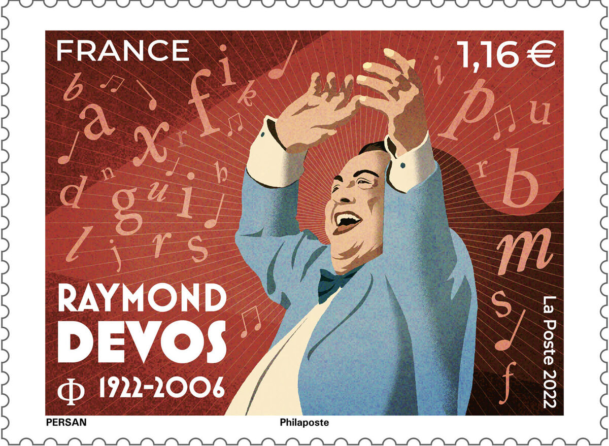 Timbre - Raymond Devos (1922-2006) - Lettre verte - La Poste