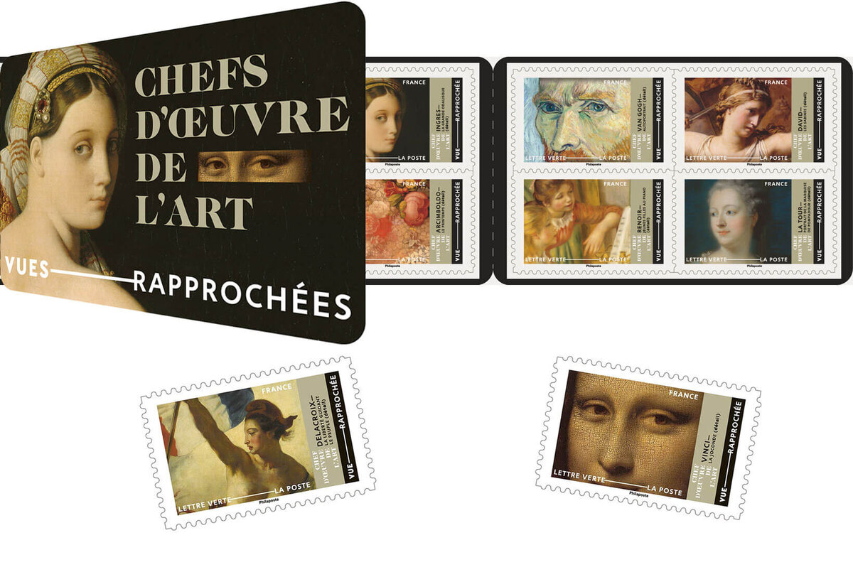 Carnet de 12 timbres - Chefs d'œuvre de l'art - Vues rapprochées ...