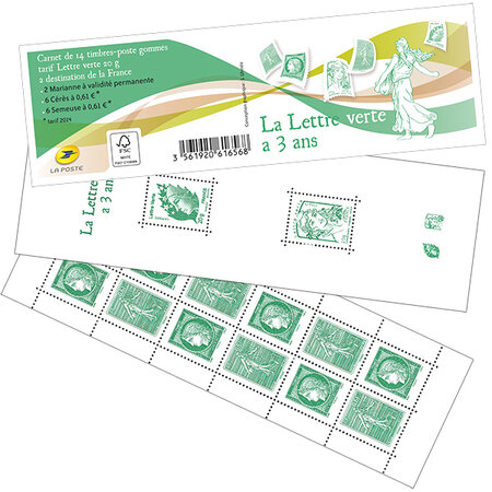Carnet - La lettre verte a 3 ans - La Poste