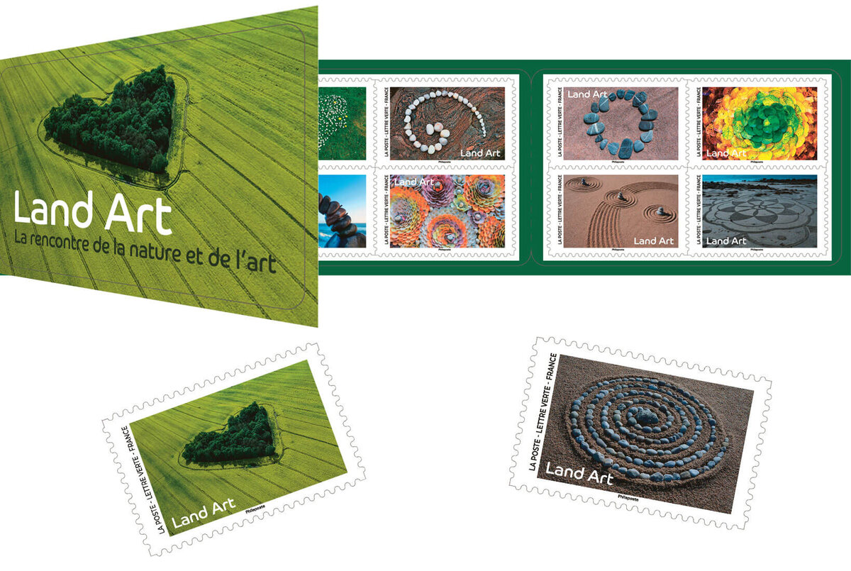 Carnet de 12 timbres - Land Art - Lettre Verte - La Poste