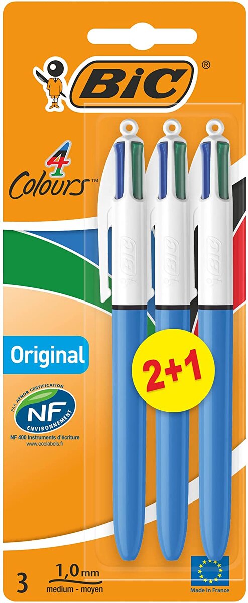 Bic 4 Couleurs Pack de 3 Stylos à Bille - La Poste