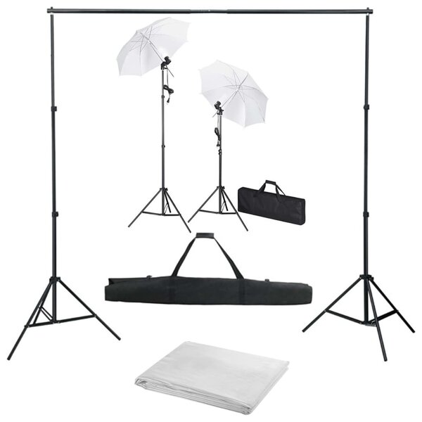 vidaXL Kit de studio photo avec toile de fond lampes et parapluies - La ...