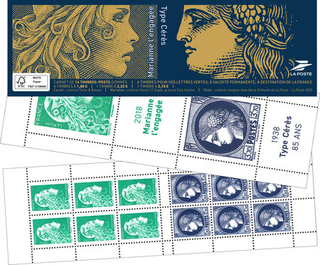 Carnet de timbres Marianne l'engagée - Type Cérès - Salon d'Automne 2023 - La Poste