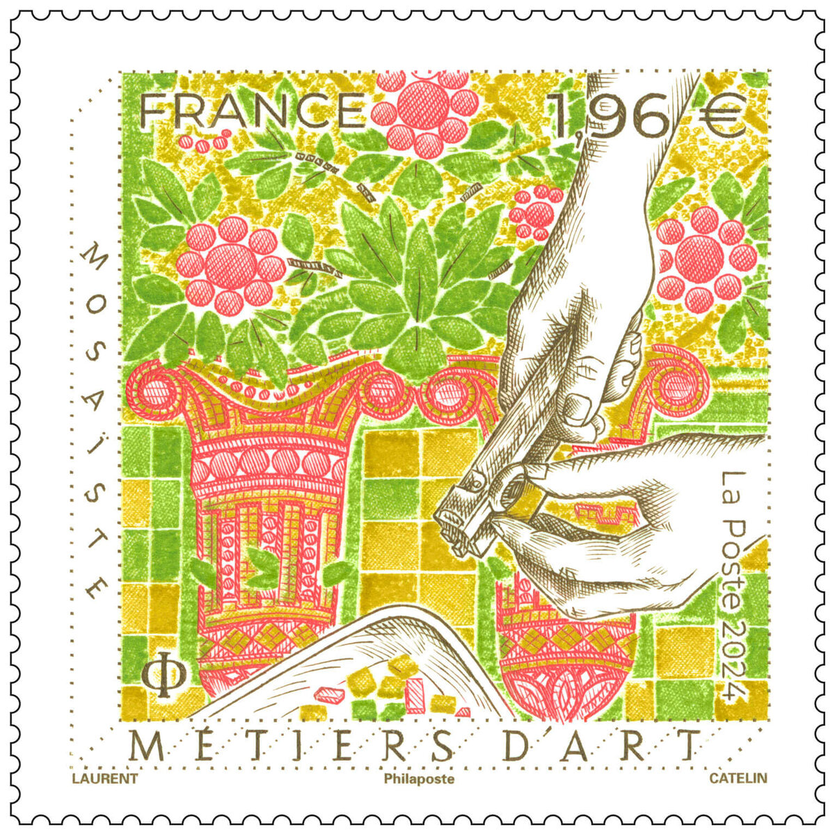 Timbre - Métiers d'art - Mosaïste - Lettre internationale - La Poste