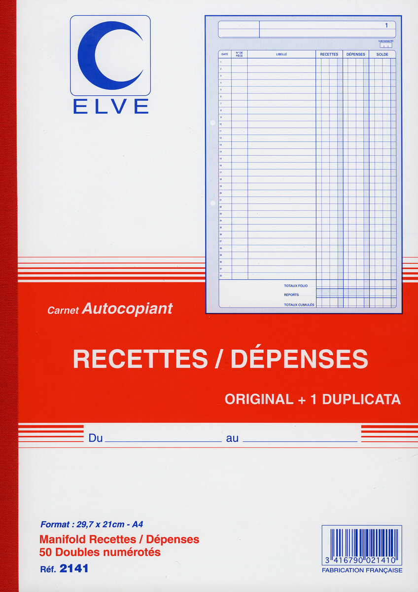 Manifold autocopiant recette/dépense Format 21x29,7cm 50 feuillets ... Manifold autocopiant recette/dépense Format 21x29,7cm 50 feuillets ...