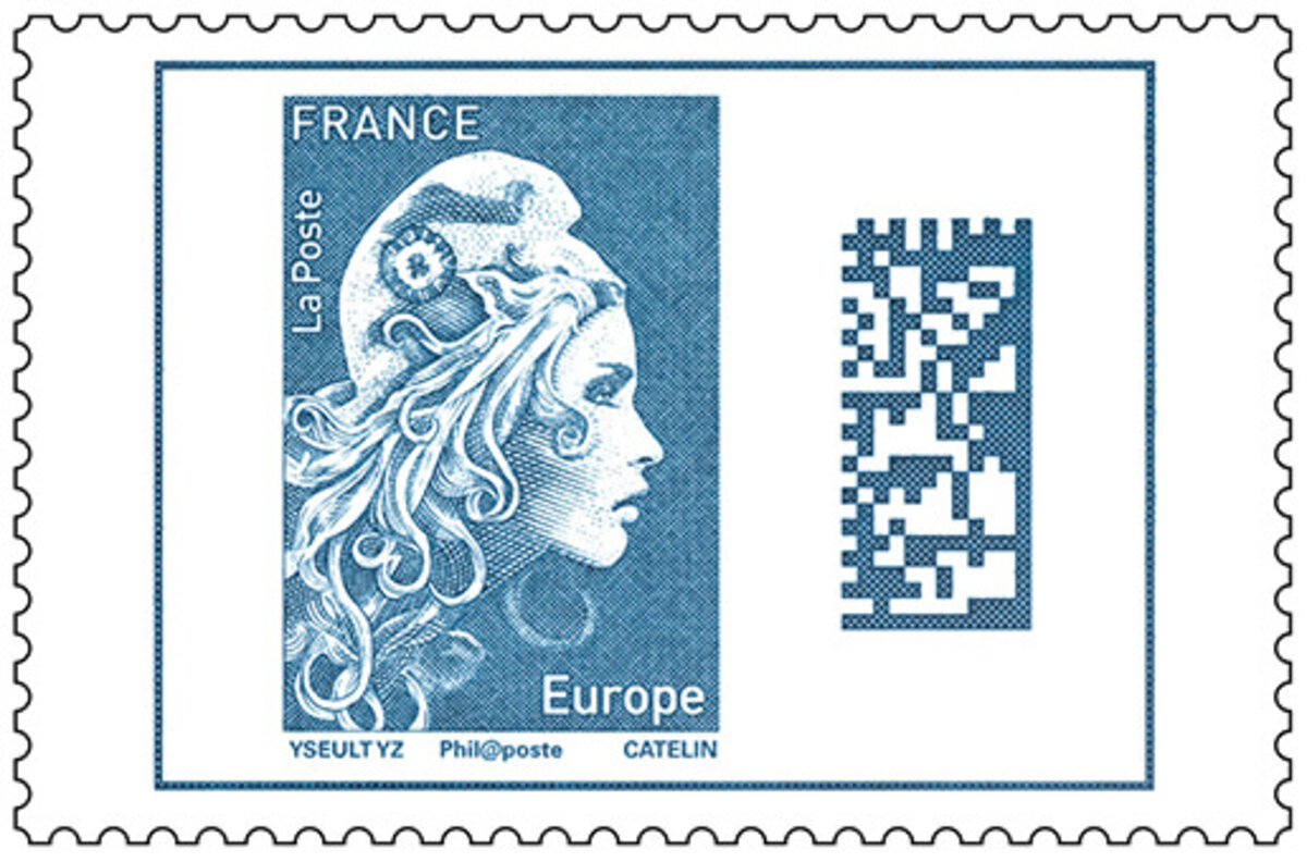 Timbre Marianne l'engagée - Bleu - Europe - La Poste