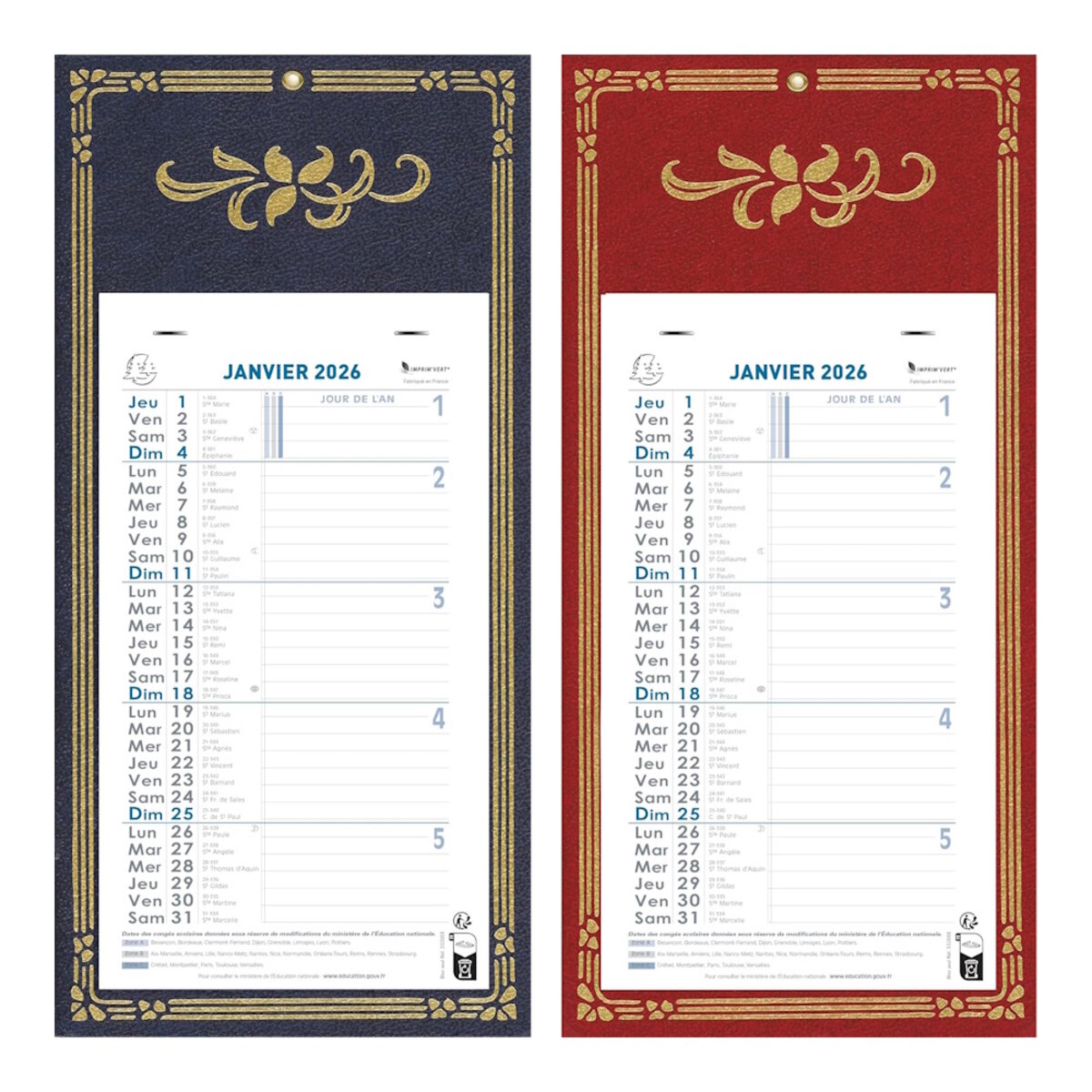 Calendrier 2026 Bloc Mensuel Mural - 16x33cm - Couleur aléatoire* - La ...
