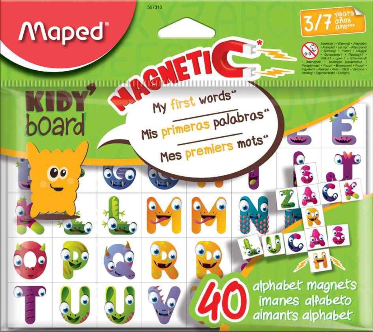 Plaquette d'aimants KIDY board 40 lettres 25x25 mm MAPED - La Poste
