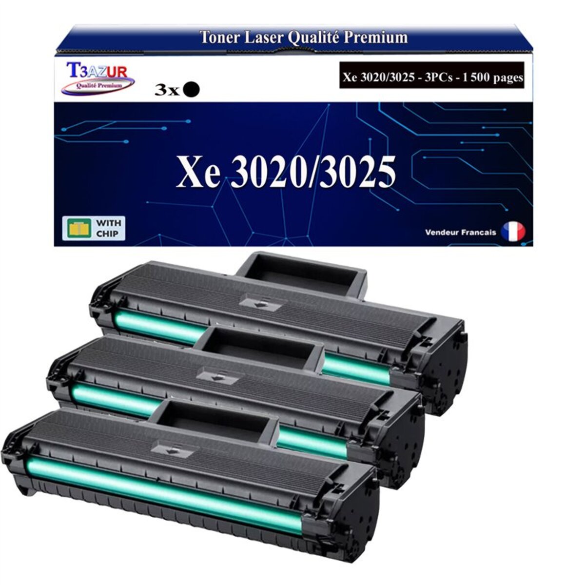 T3AZUR -3x Toners compatibles avec Xerox Phaser 3020 WorkCentre 3025 ...