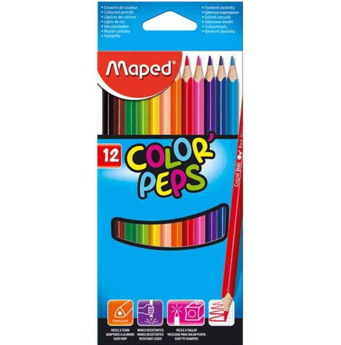 Etui de 12 crayons couleur COLOR'PEP triangulaire Assortis MAPED - La Poste