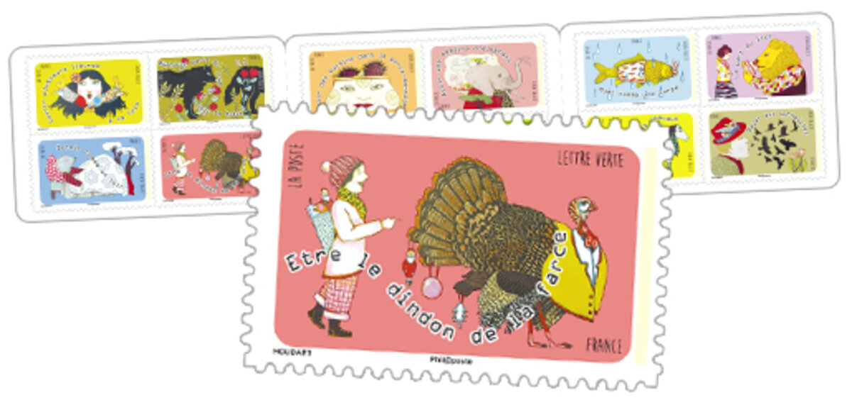 Carnet - Etre le dindon de la farce - 12 timbres autocollants - La Poste