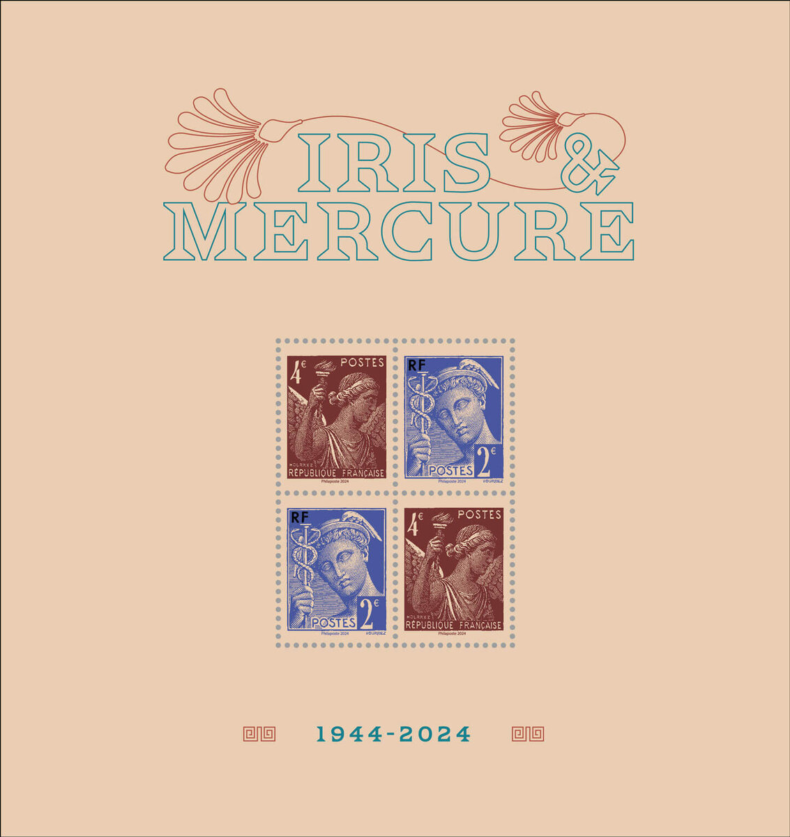 Bloc de 4 timbres - Iris Mercure - Salon d'Automne 2024 - La Poste