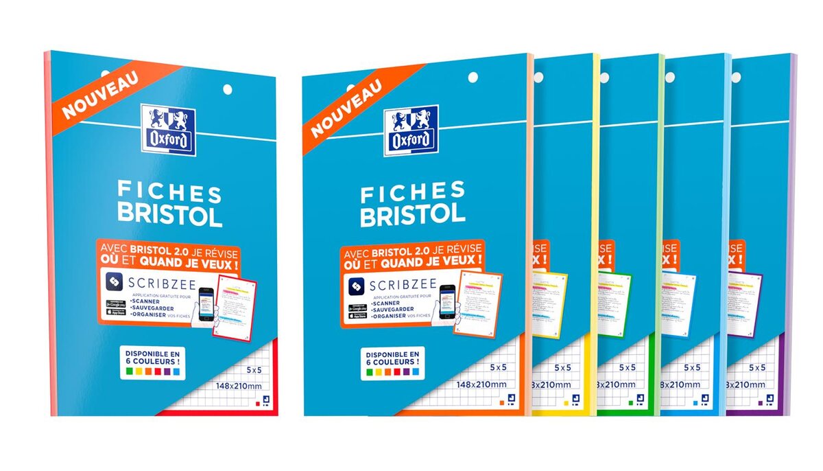 Bloc de 30 Fiches Bristol Perforées 2.0 A5 Q5/5 Bordures couleurs ...