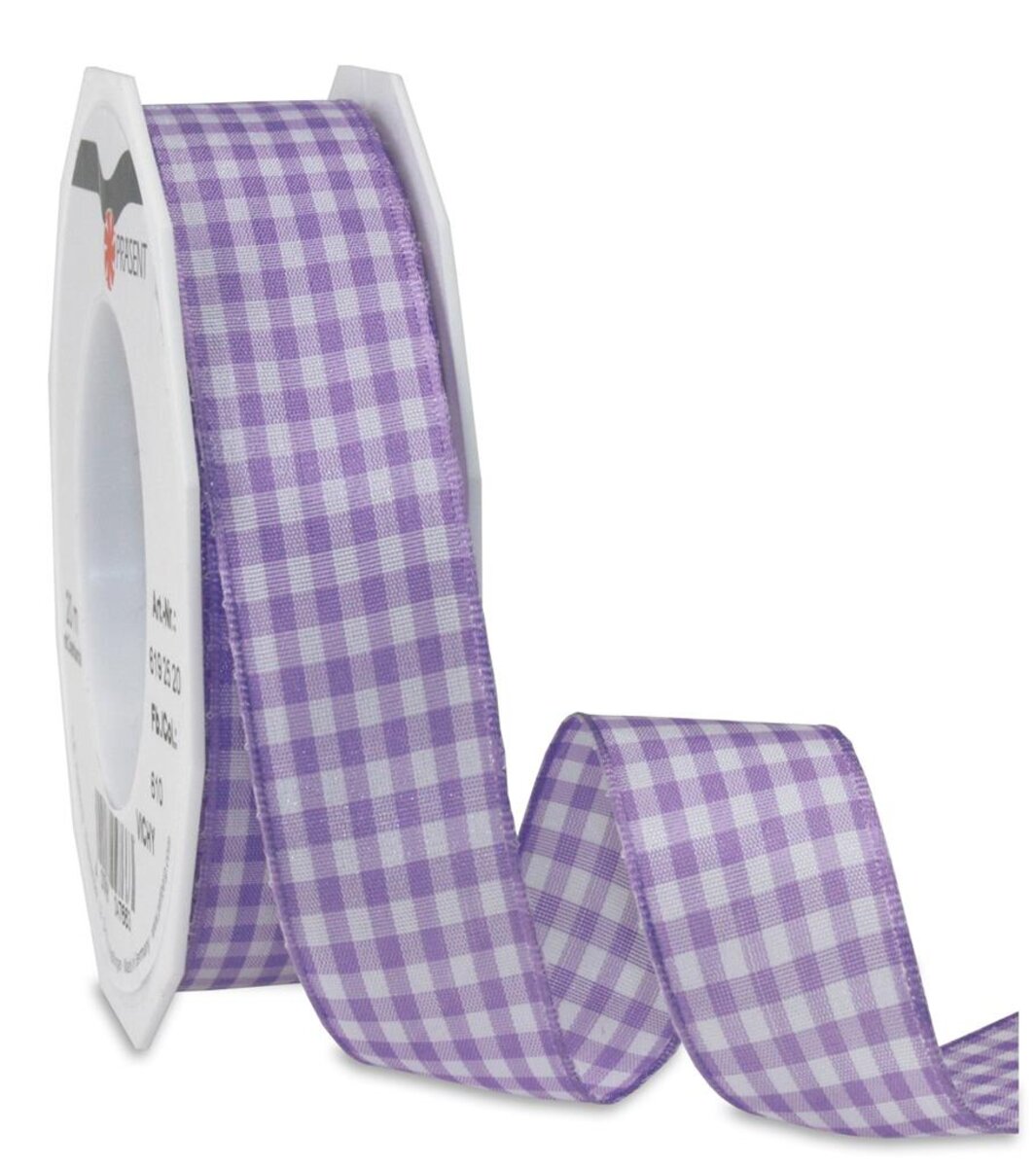 Ruban textile carreau de vichy 20-m-rouleau 25 mm mit draht lavande ...