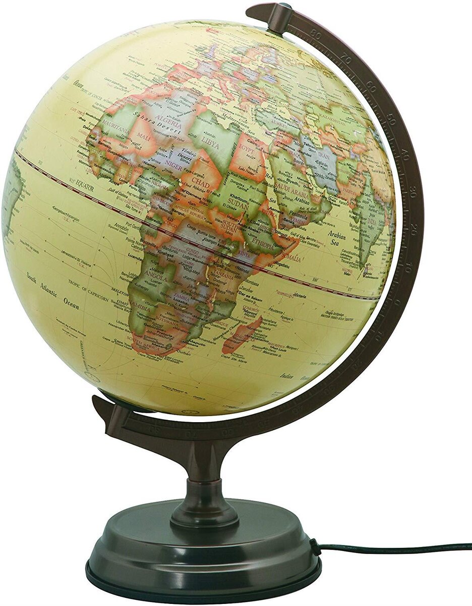 Globe Terrestre Antique Lumineux Diam 30 cm Cartographie Française ...