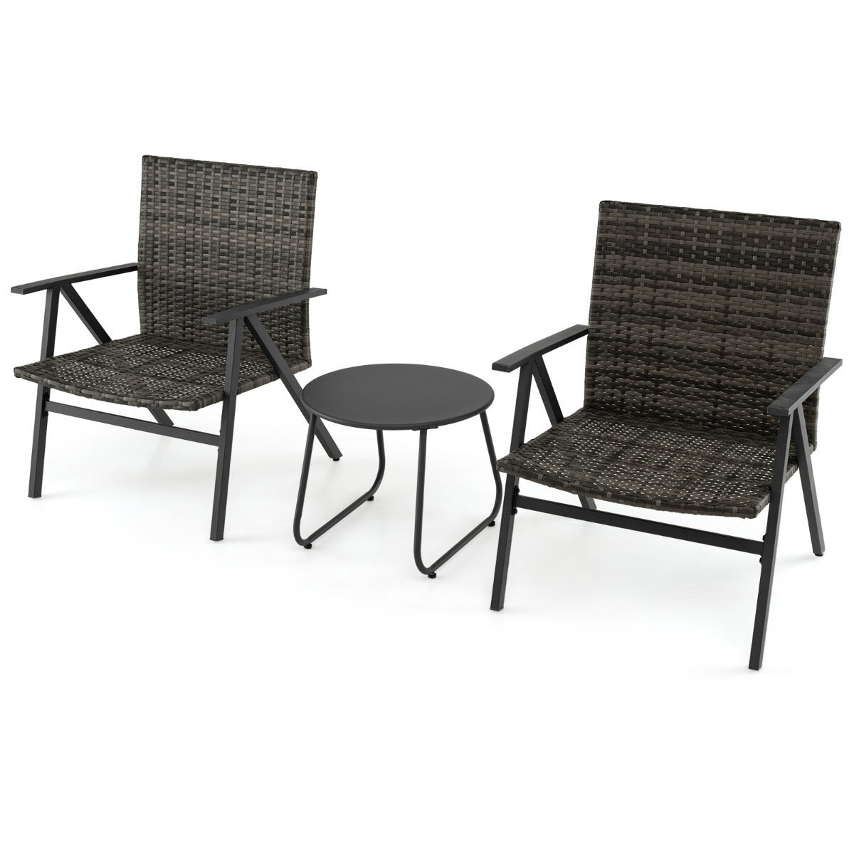 Lot de 3 ensemble de bistro de patio 65 x 62 x 80 cm fauteuils ...