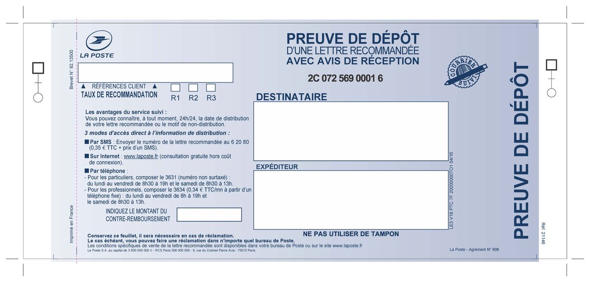Boite de 1000 Liasses étiquettes recommandées avec AR et avec Preuve de ... Boite de 1000 Liasses étiquettes recommandées avec AR et avec Preuve de ...