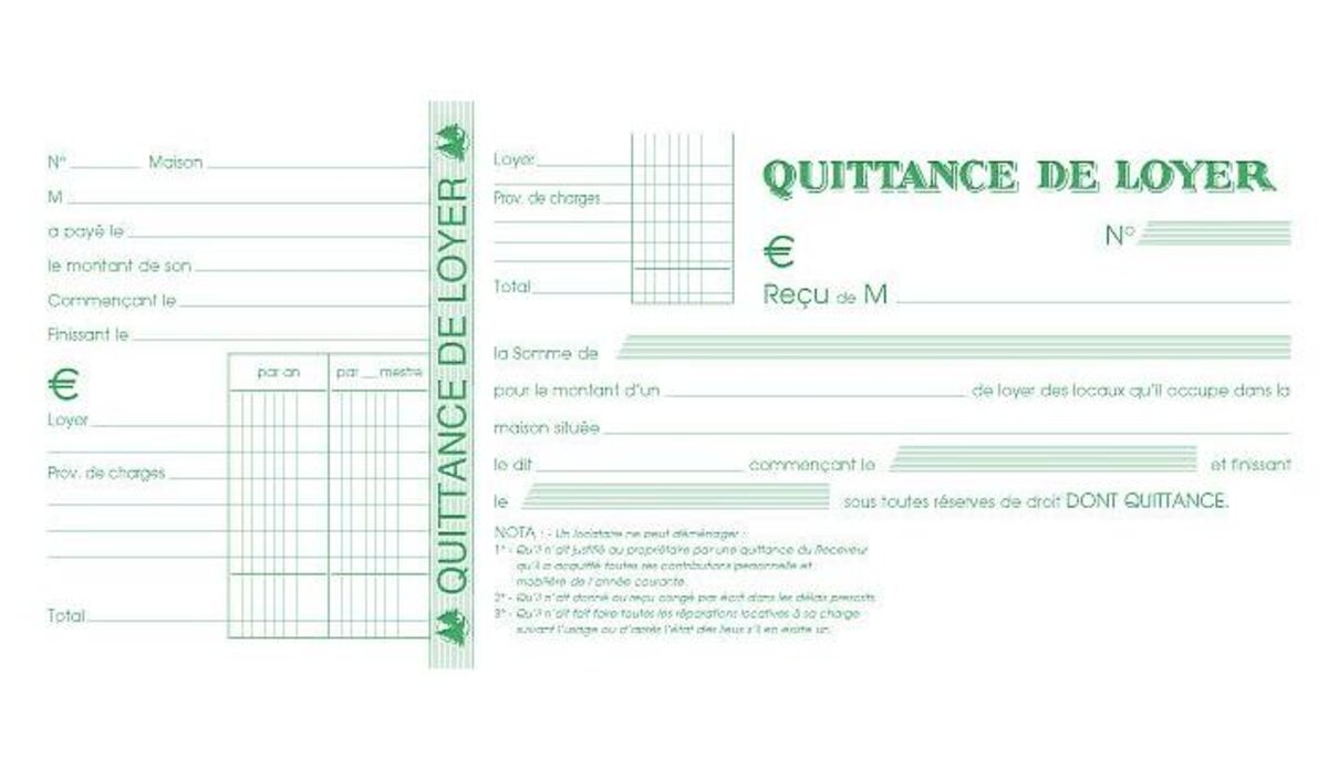 carnet de 50 feuilles de Quittance de loyer 101x165mm EXACOMPTA - La Poste Pro