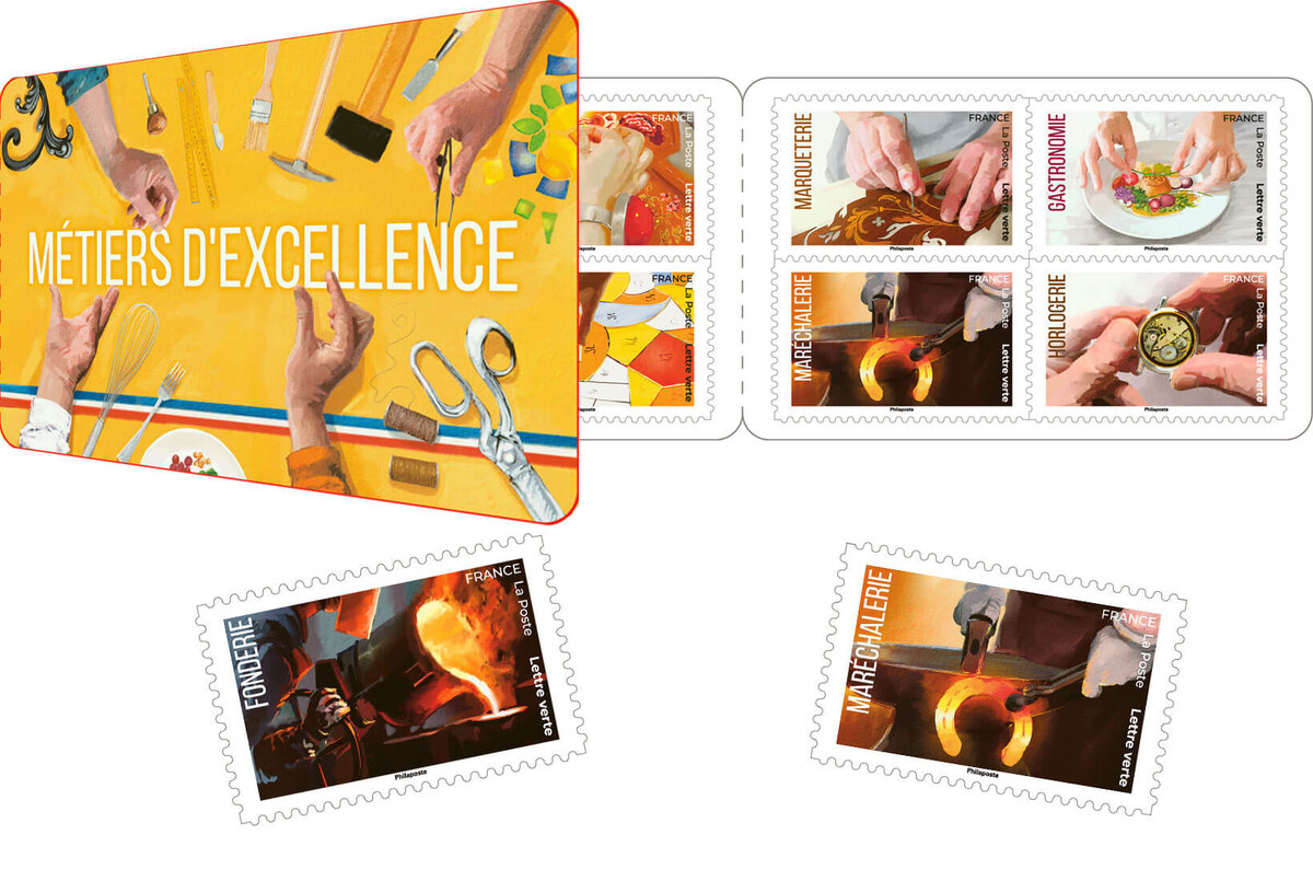 Carnet de 12 timbres - Métiers d'excellence - Lettre Verte - La Poste