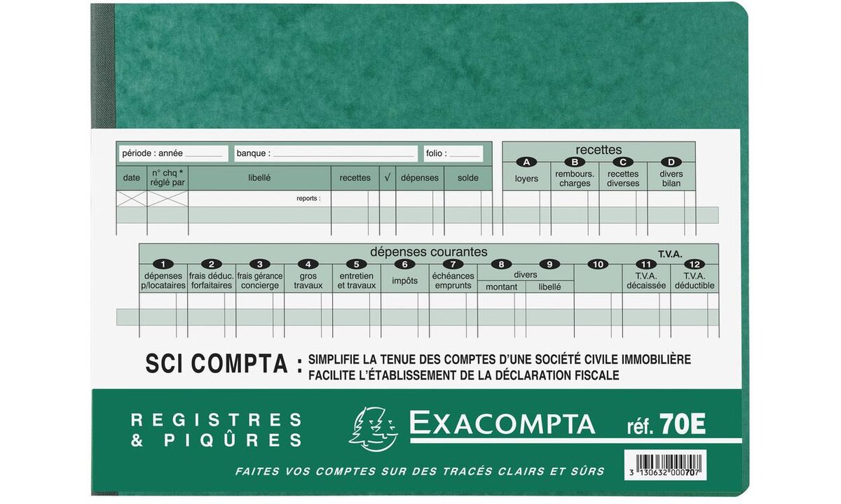 Piqûre 24x32cm - SCI Compta 96 pages EXACOMPTA - La Poste