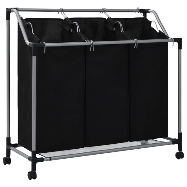 vidaXL Trieuse à linge avec 3 sacs Noir Acier - La Poste