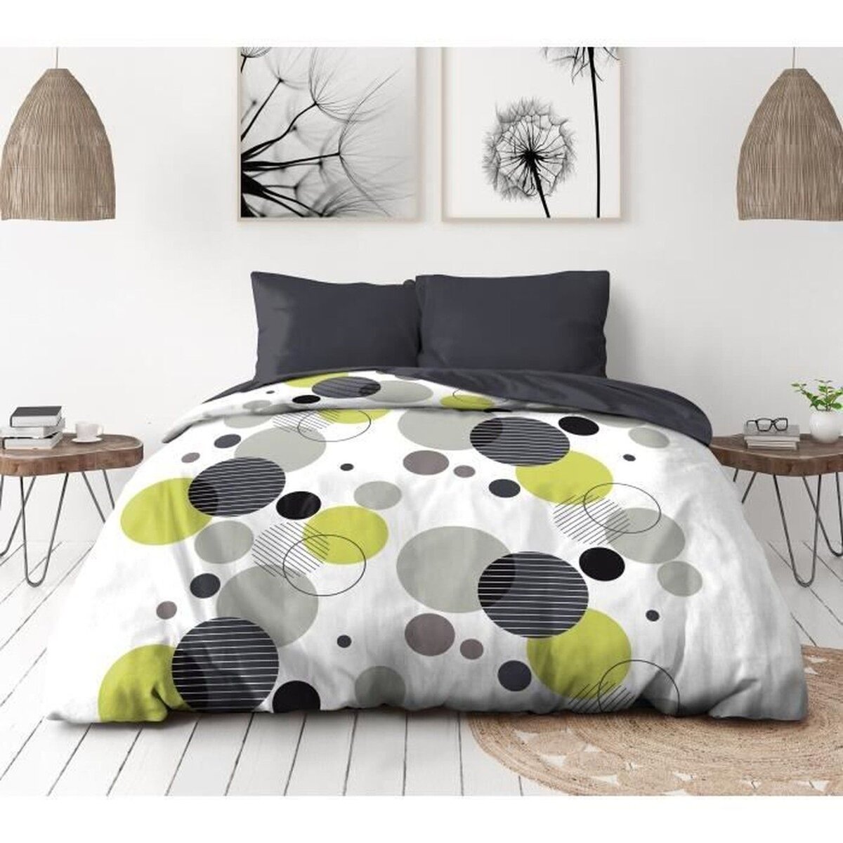 Parure de lit microfibre Bulles de rêve - Housse 220 x 240 + 2 taies d ...