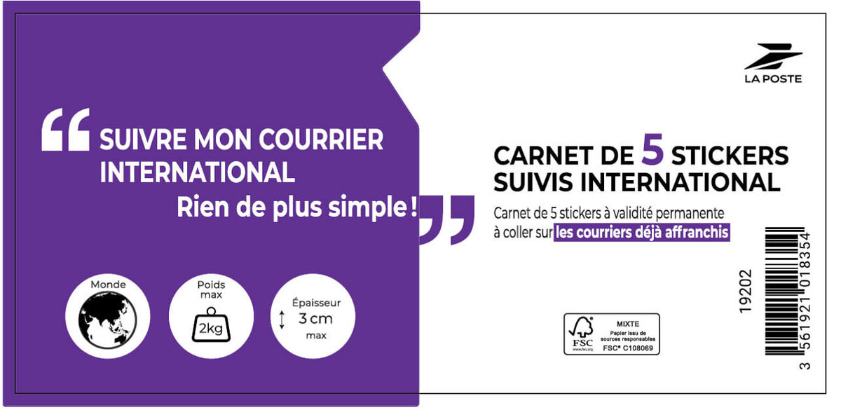 Sticker suivi international - Lot de 5 - La Poste