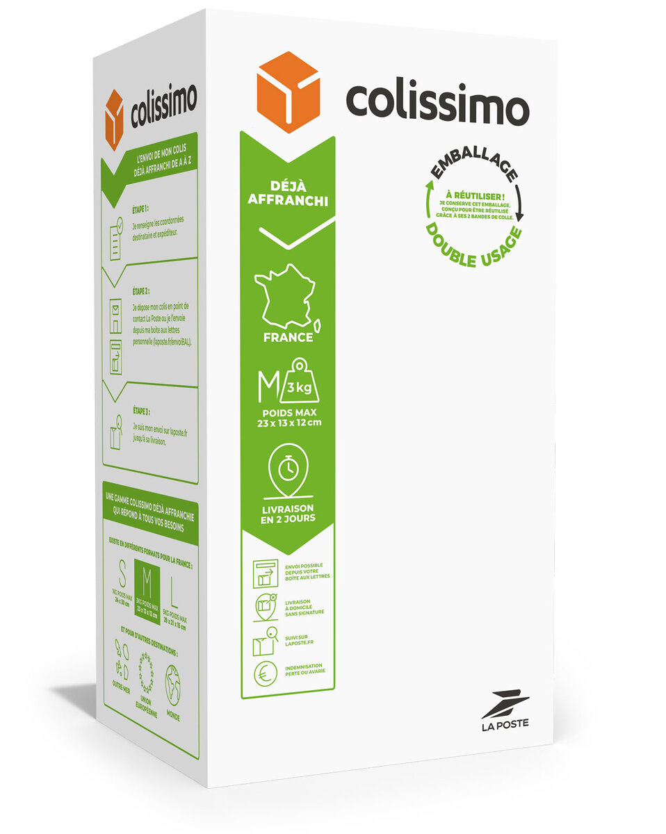 Colissimo Prêt-à-Envoyer France - Boîte double usage de taille M - 3 kg - La Poste