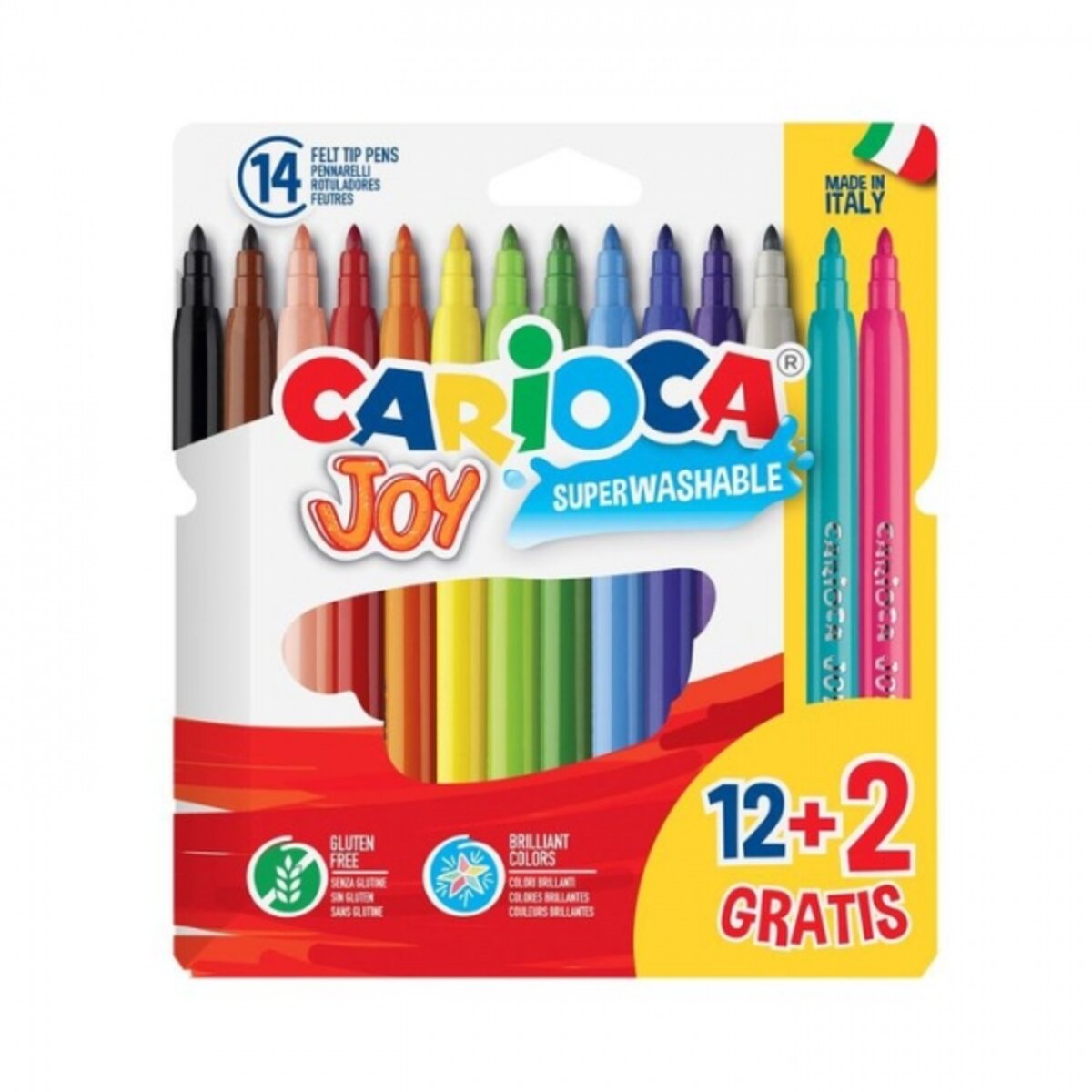 Carioca Joy Pack de 12 Feutres + 2 Offerts - Couleurs Assorties - La Poste