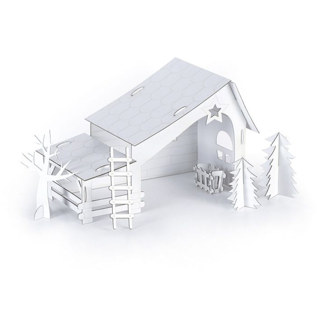 Crèche pré-découpée en carton à construire soi-même 29 x 19 x 14 cm ...