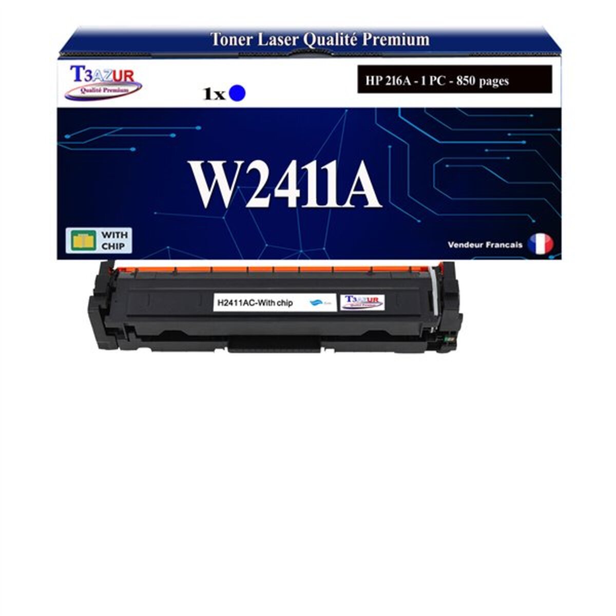 T3AZUR -Toner compatible avec HP W2411A (216A) pour HP Color LaserJet ...