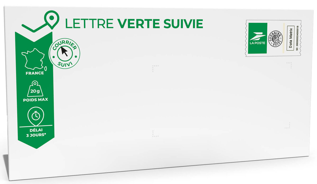 Prêt-à-Poster - Lettre verte suivie - 20g - Enveloppe à l'unité - La Poste