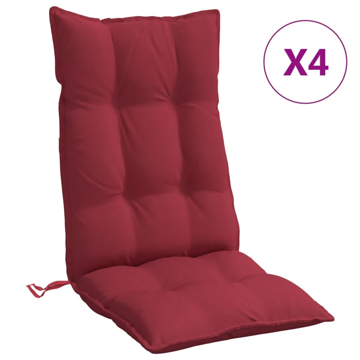 vidaXL Coussins de chaise à dossier haut lot de 4 rouge bordeaux - La Poste