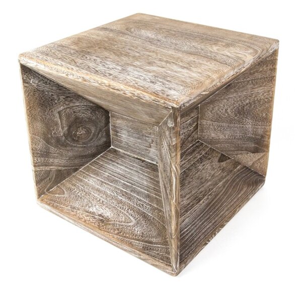 Table d appoint en bois cube gris - La Poste