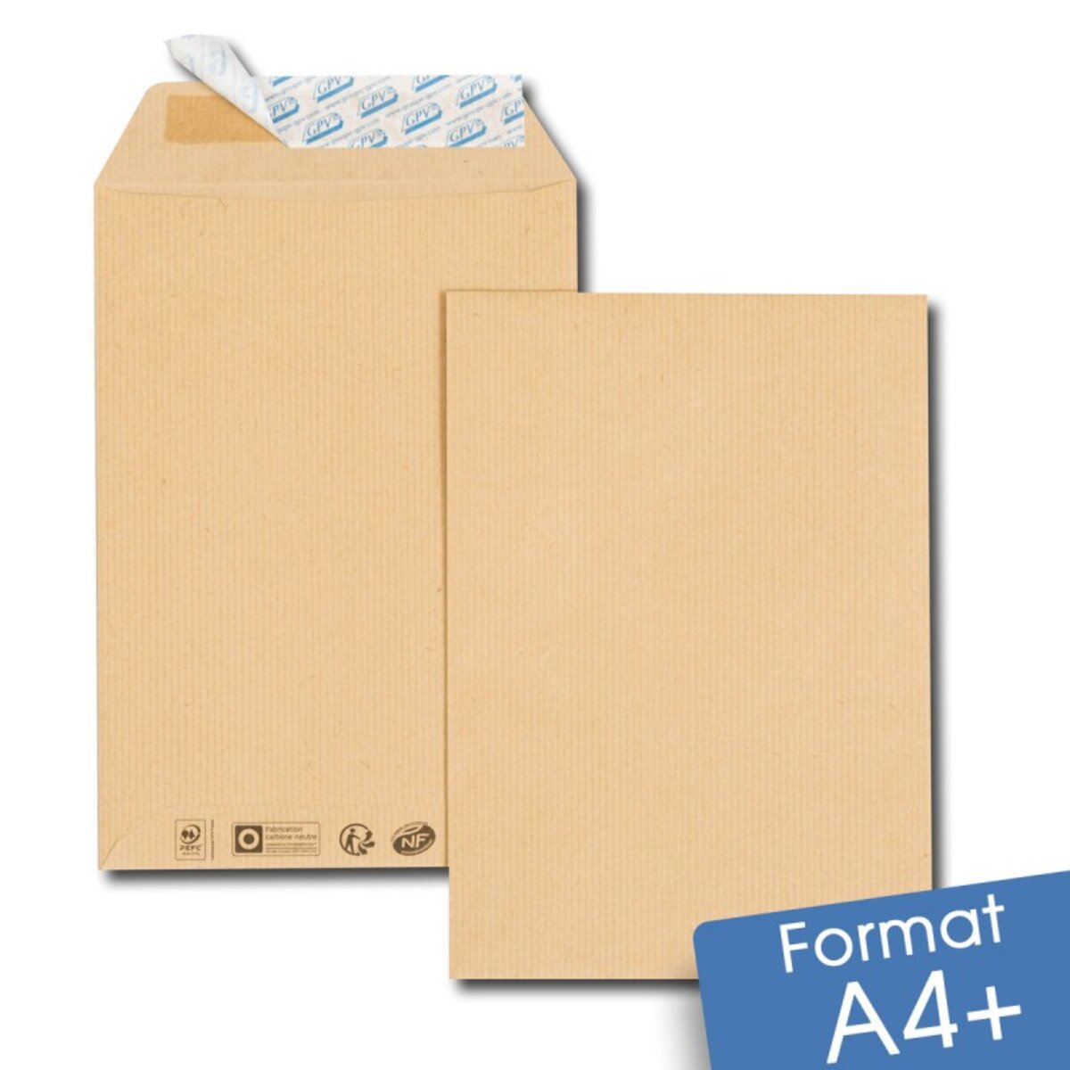 Lot de 50 enveloppes kraft brun a4+ auto-adhésives 260x330 mm - La Poste