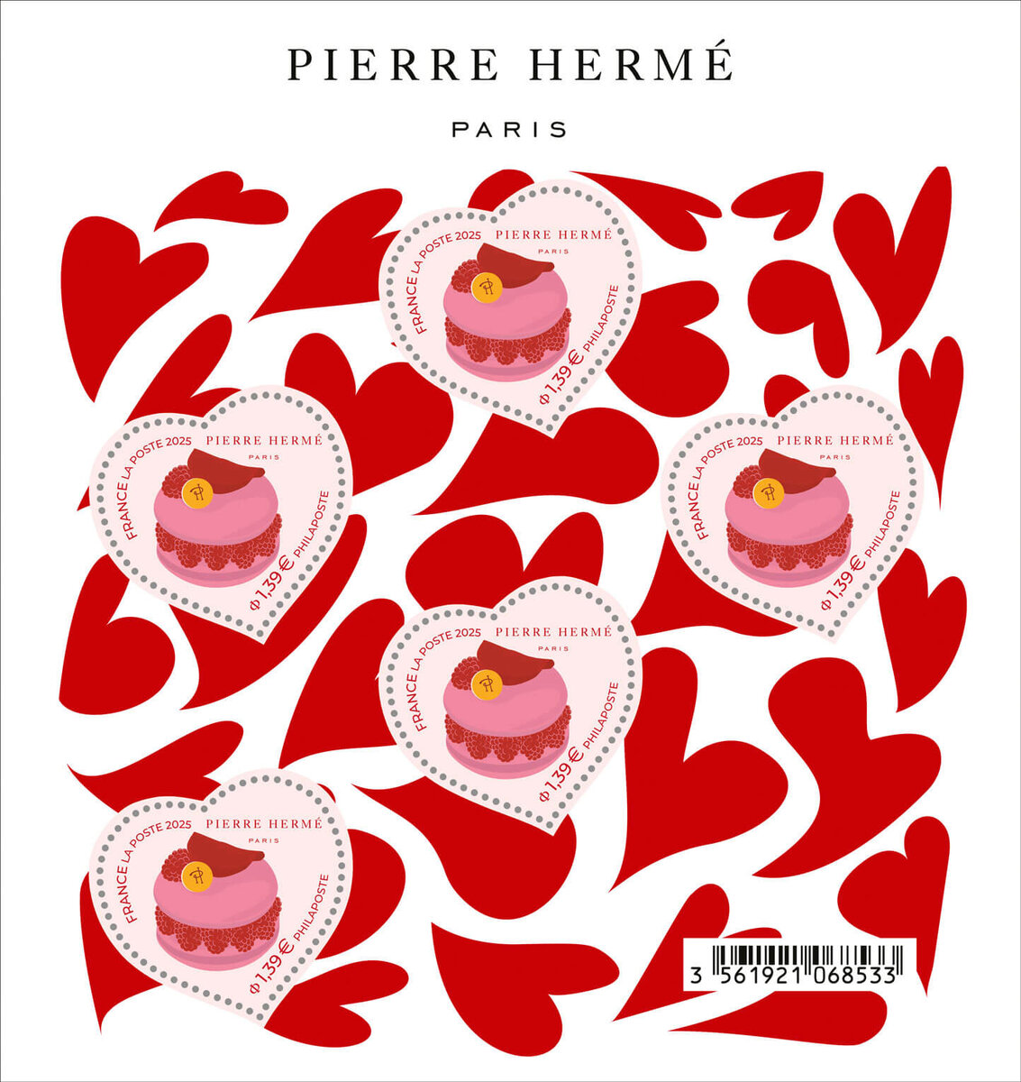 Bloc de 5 timbres coeur - Pierre Hermé Paris - Lettre verte - 20g - La ...