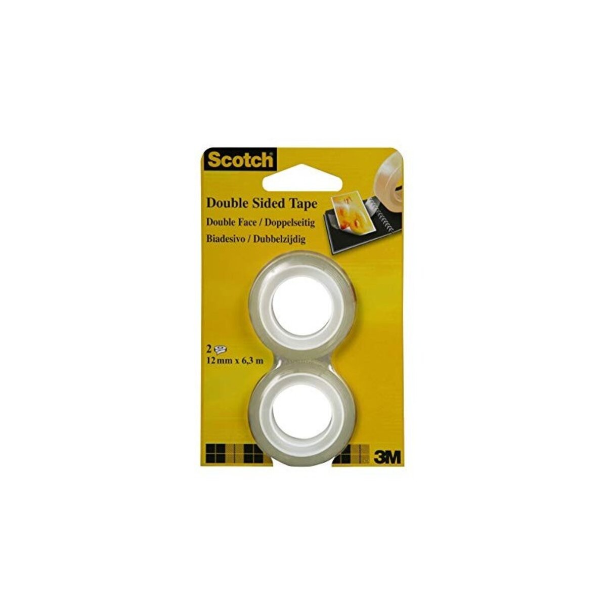 3M Scotch 2 Rubans adhésif double face 665, 12 mm x 6,3 m - La Poste