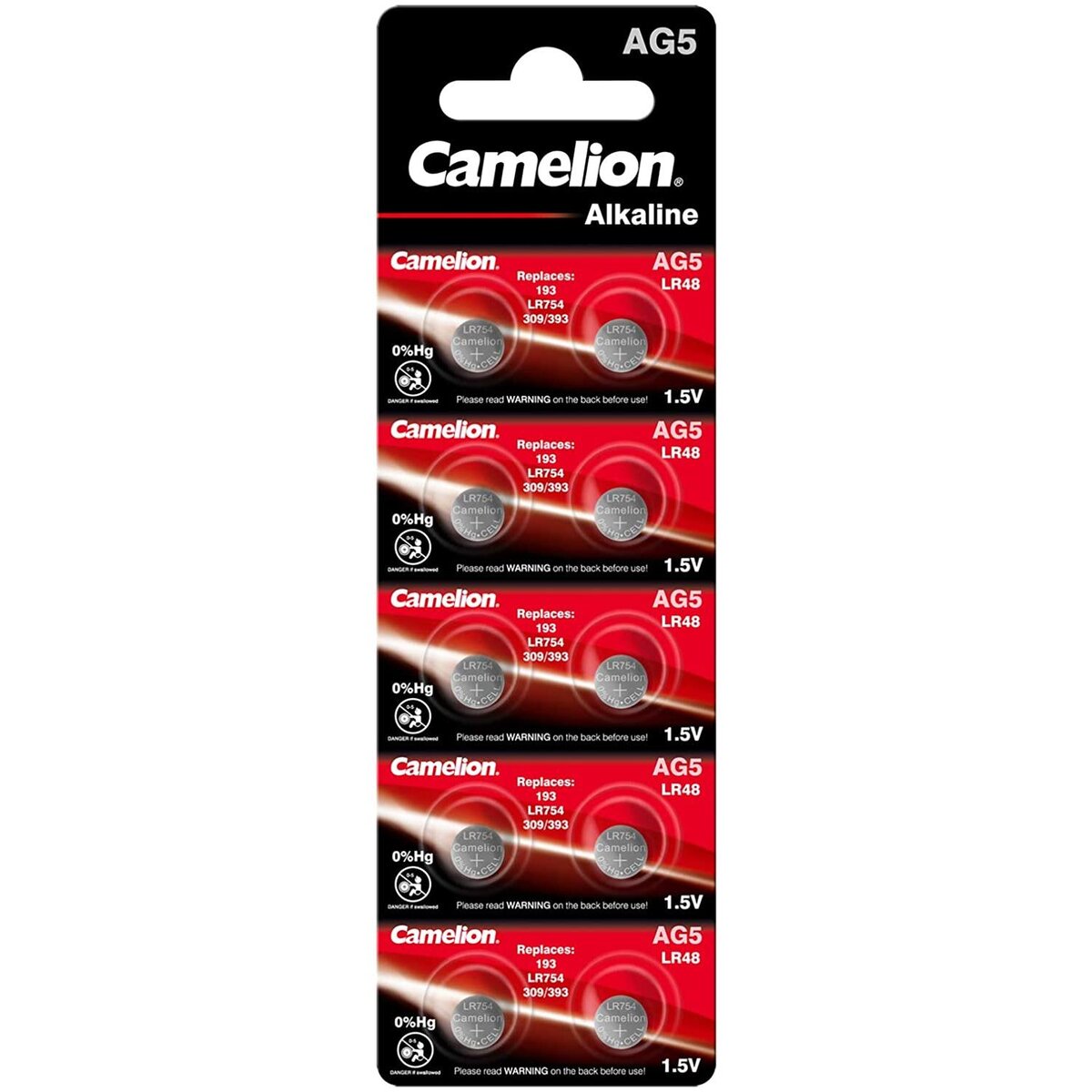 Pack de 10 piles Camelion Alcaline AG5 /LR48/LR754/309/393 0% Mercury ...