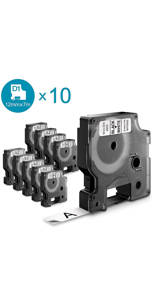 DYMO LabelManager Pack de 10 cassettes ruban D1 haute résistance Noir ...