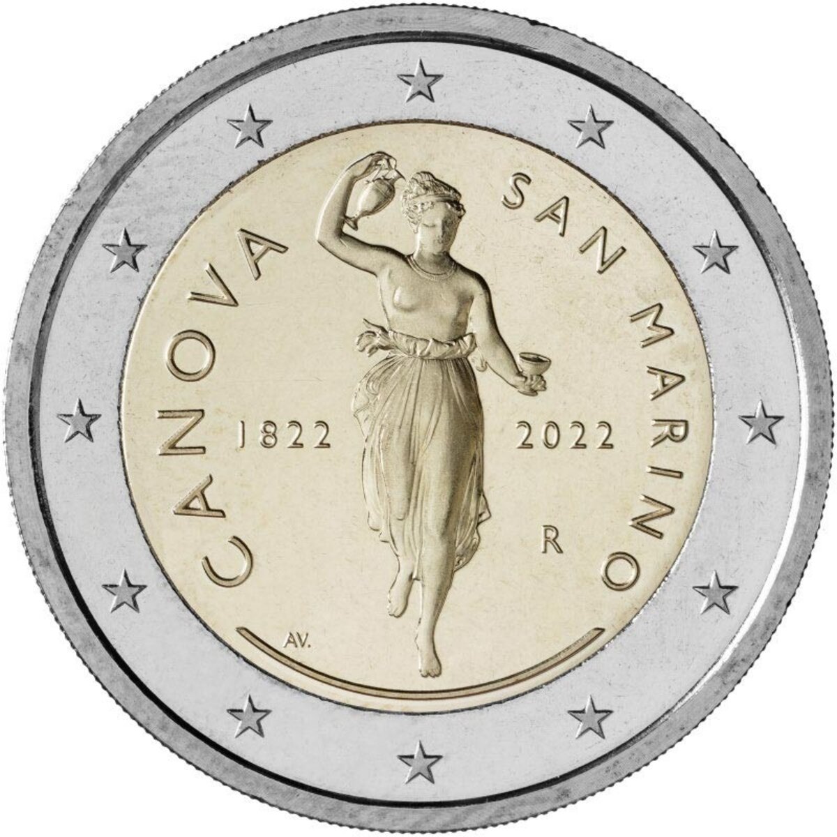 Pièce de monnaie 2 euro commémorative Saint-Marin 2022 BU – Antonio Canova - La Poste