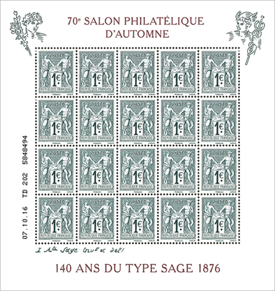 Bloc - Salon philatélique d'automne - 140 ans du type Sage - La Poste