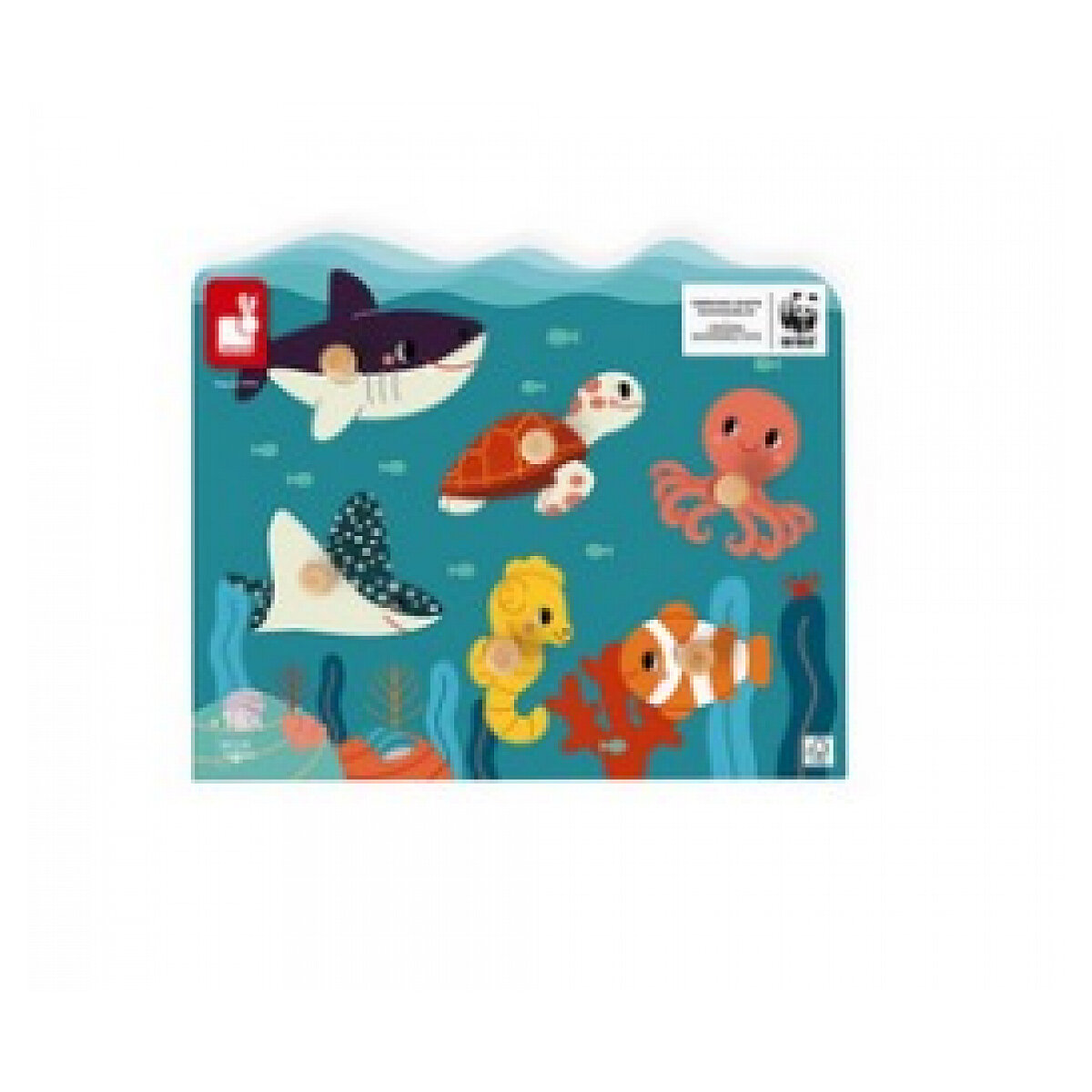 Puzzle a tenons en bois animaux marins WWF - La Poste