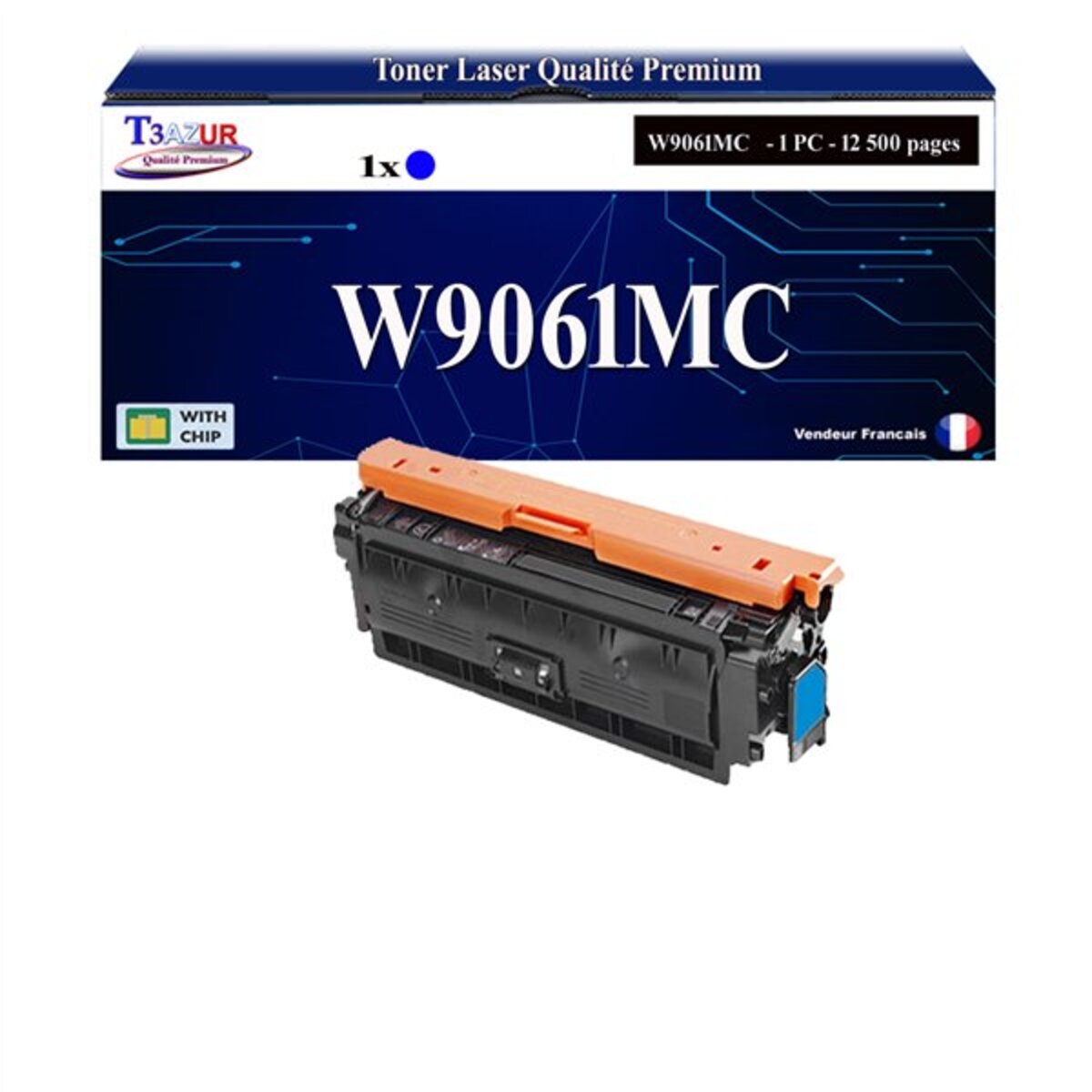 T3AZUR -Toner compatible avec HP W9061MC pour HP Color LaserJet Managed ...