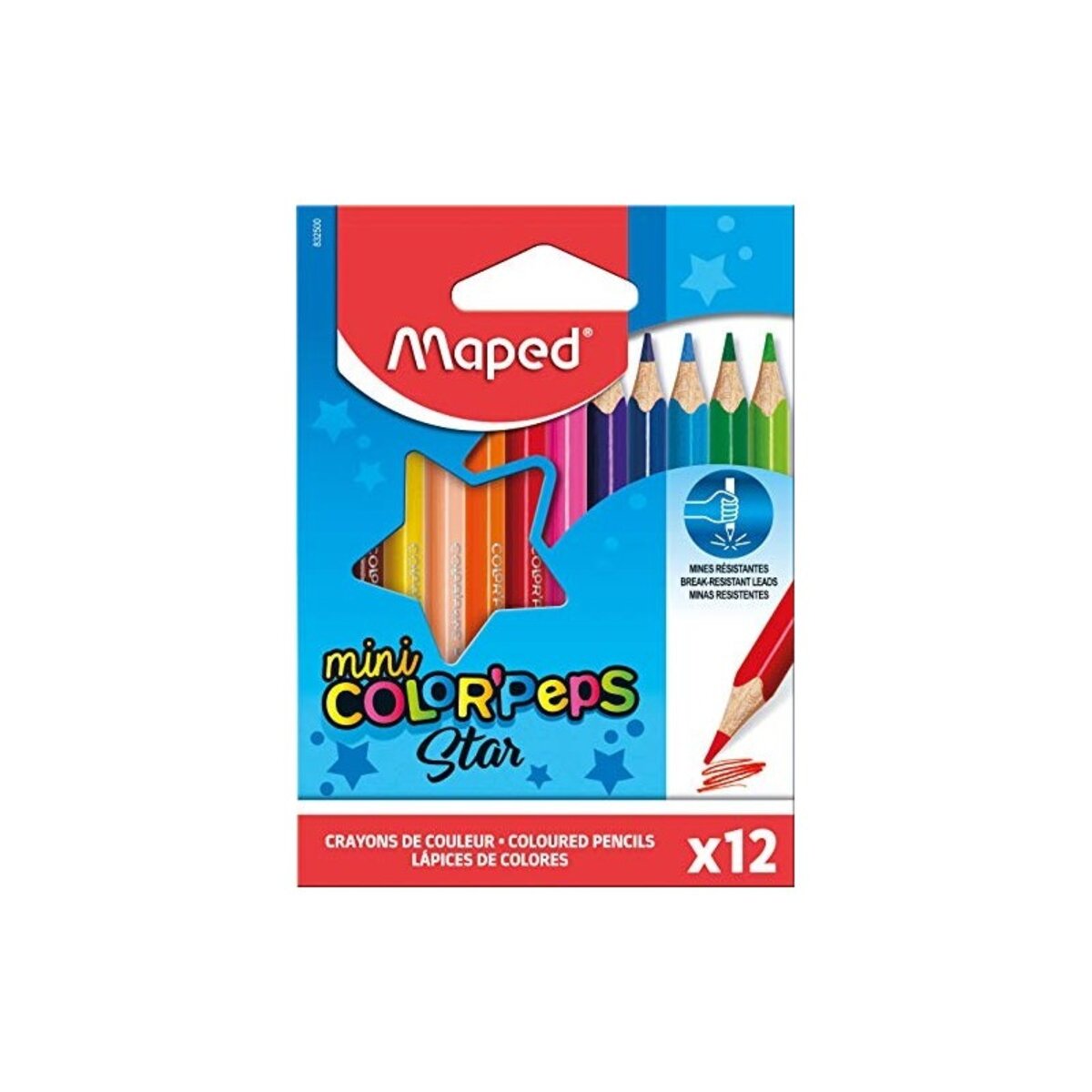 Maped Crayons de couleur COLOR'PEPS Mini étui carton de 12 - La Poste