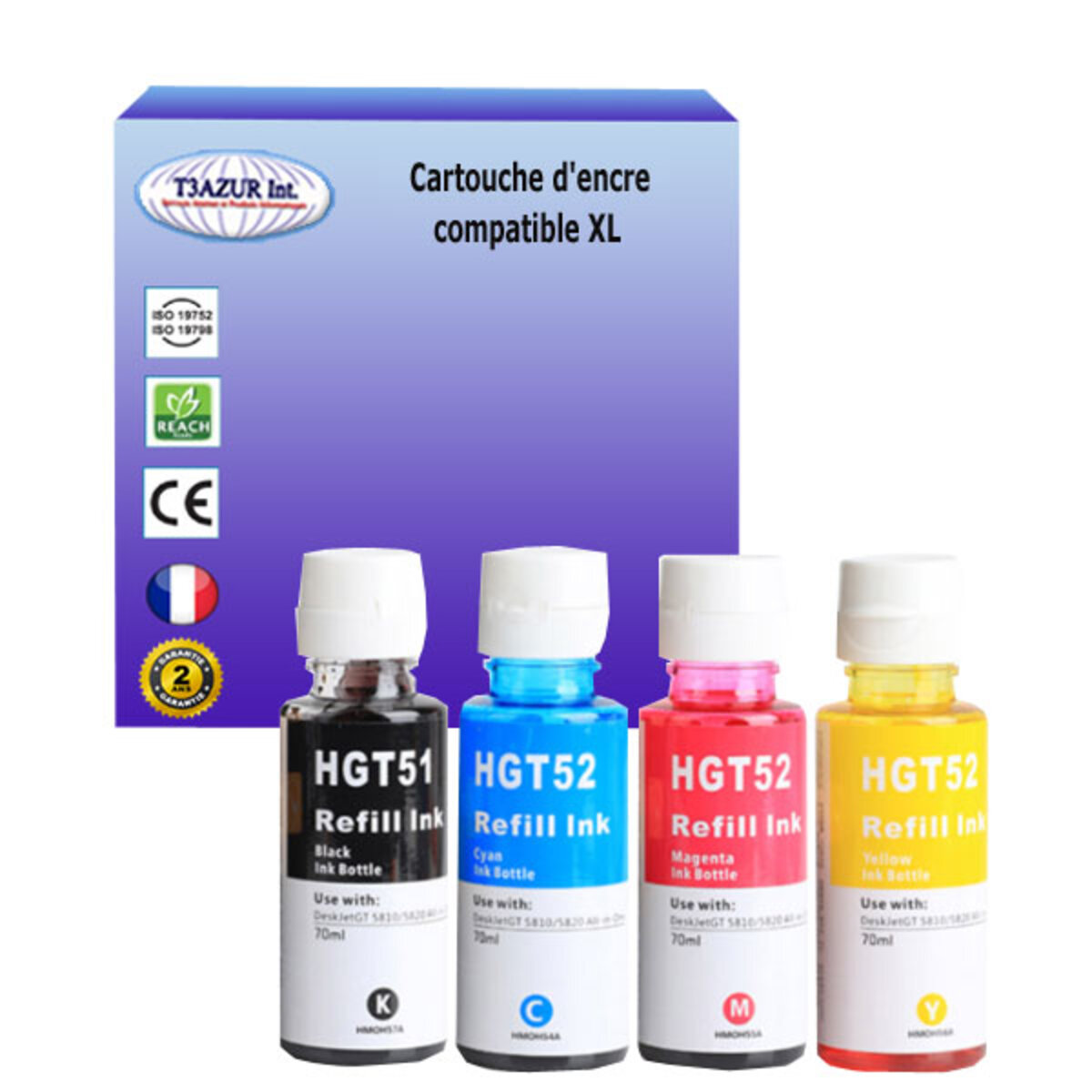 4 Bouteilles d'encre compatibles avec HP Ink Tank 411, 415, 416, 417 ...