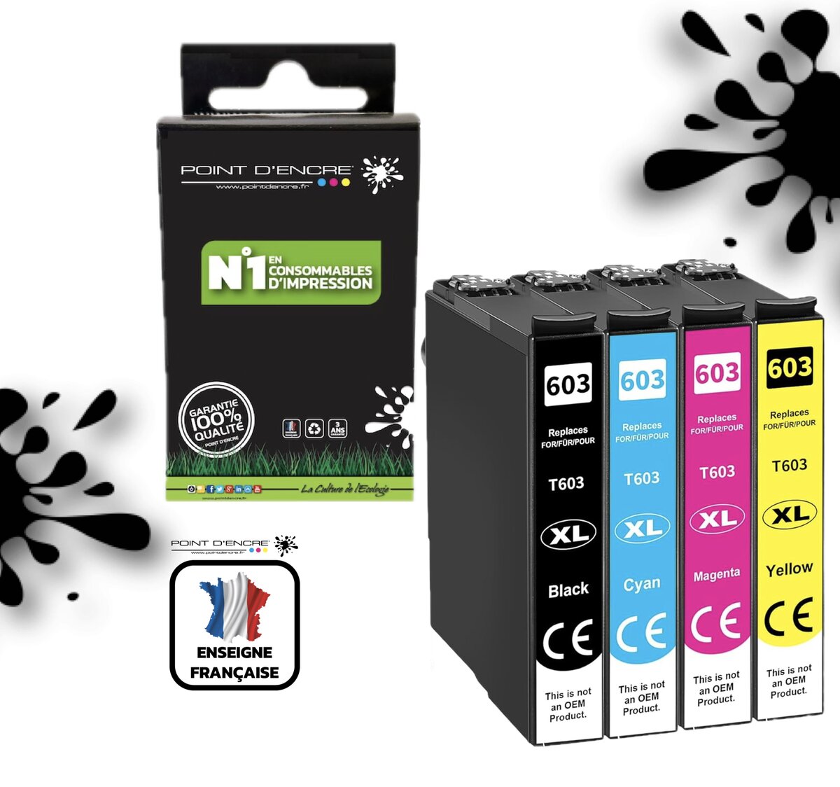 603XL - Etoile de mer - Pack de 4 Cartouches D'encre Noir/Cyan/Magenta/ Jaune Grande capacité de ...