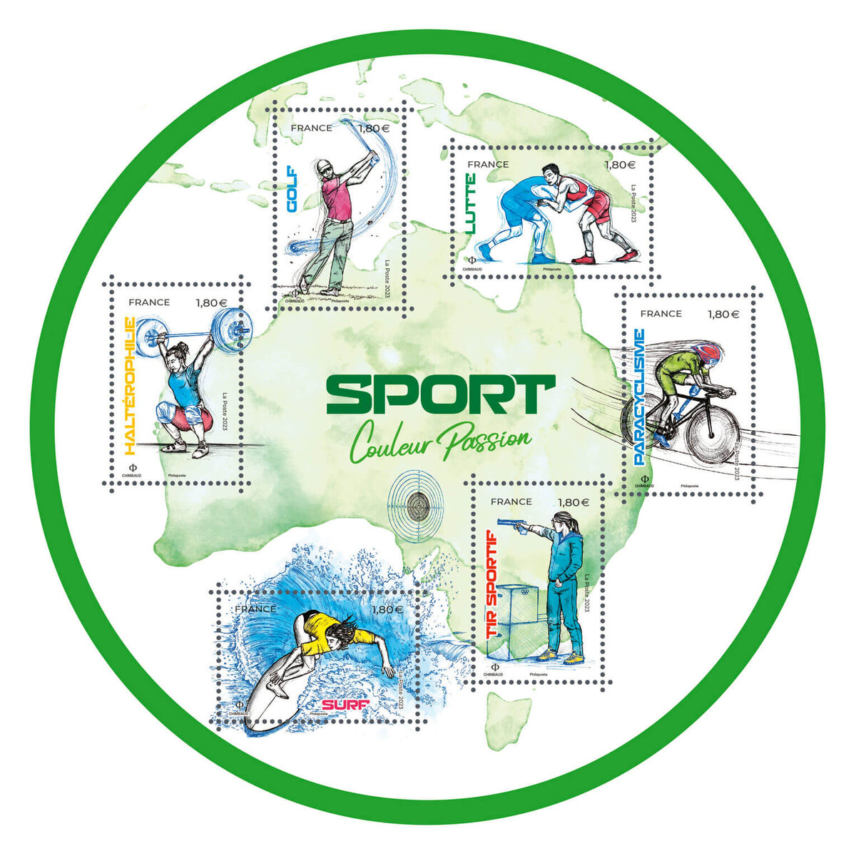 Bloc 6 timbres - SPORTS 2023 - Océanie - Lettre internationale - La Poste