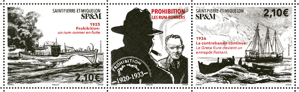 Diptyque de timbres de Saint Pierre et Miquelon - Les Rum Runners - La ...
